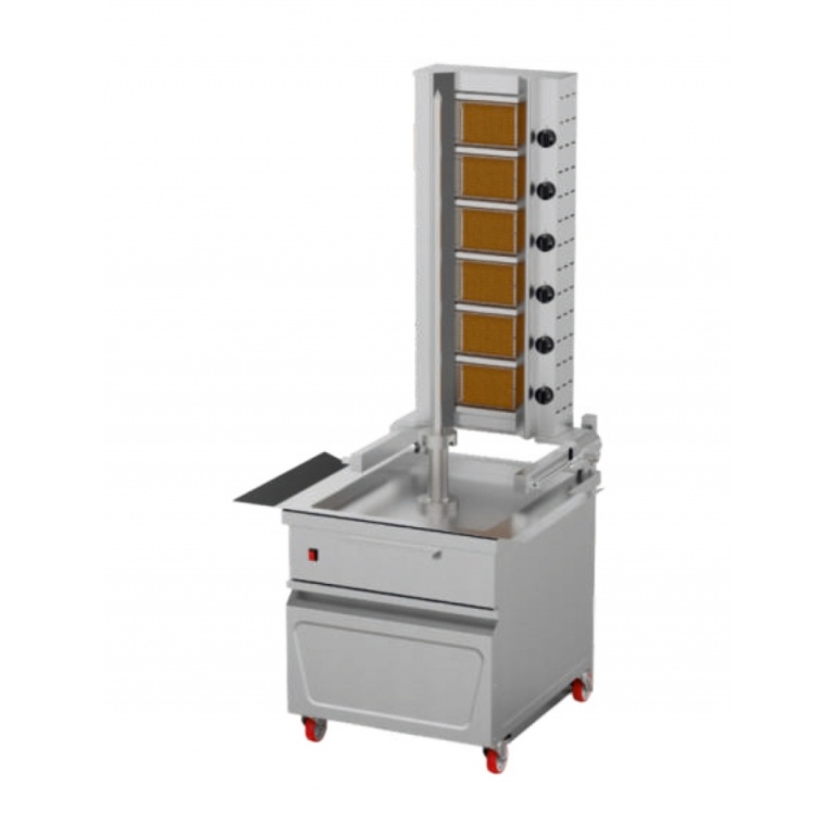Doner Kebab Cooker with 6 Trolley Gas Product Information – FBMTECH